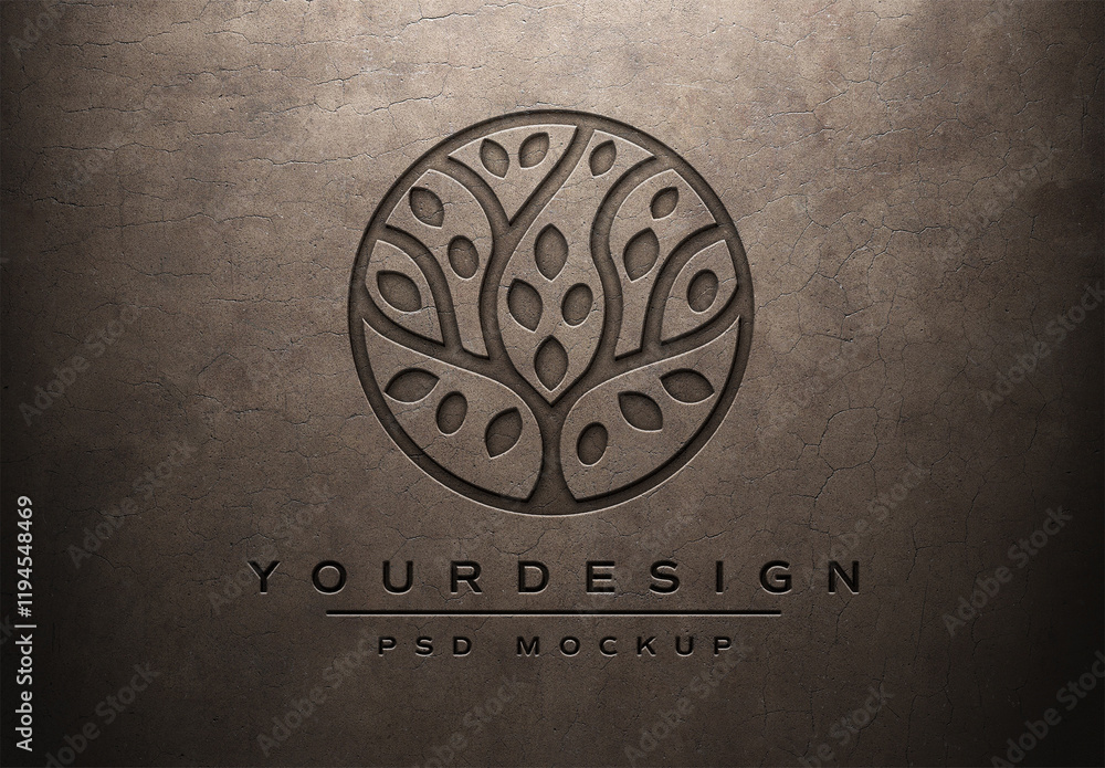 Engraved Logo Effect in Concrete Stone Mockup Stock Template | Adobe Stock
