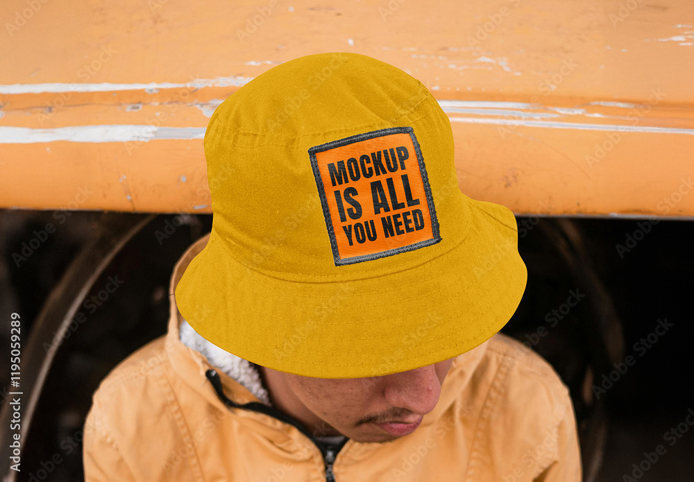 Bucket Hat Label Mockup Stock Template | Adobe Stock