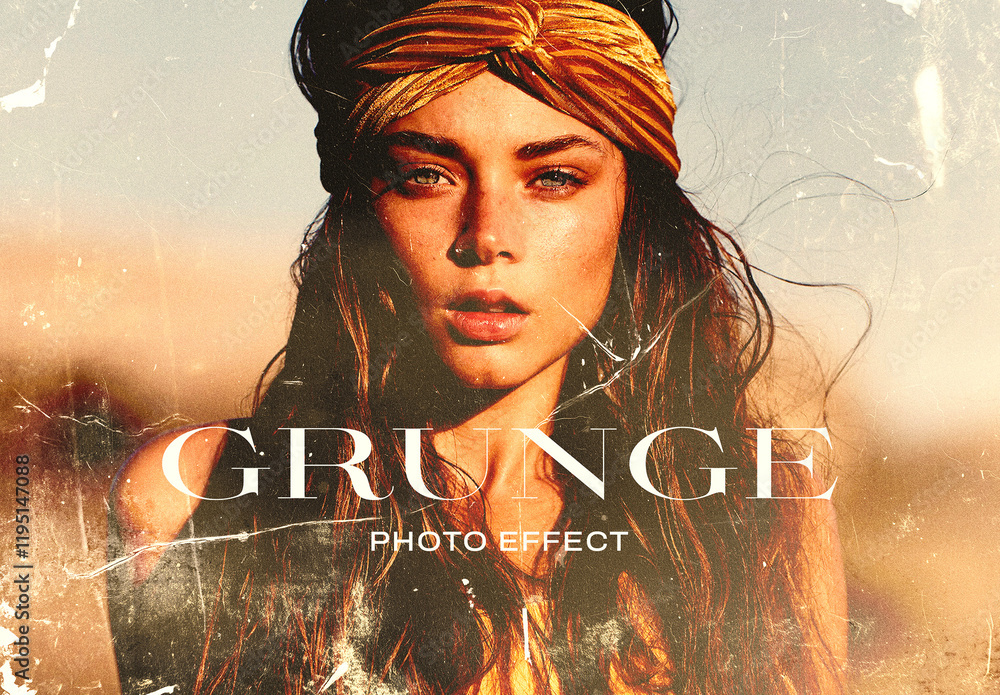 Grunge Retro Photo Effect Mockup Stock Template | Adobe Stock