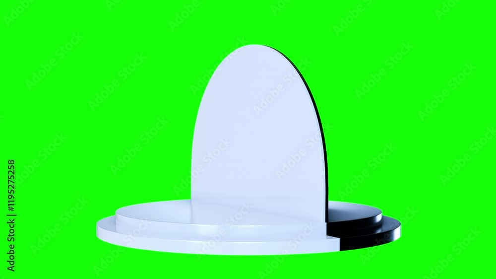 3d animation round podium with arc wall rotation on green screen ...