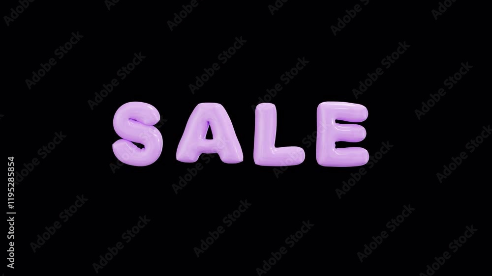 Looping sale animation. Sale, written in floating pink latex balloons ...