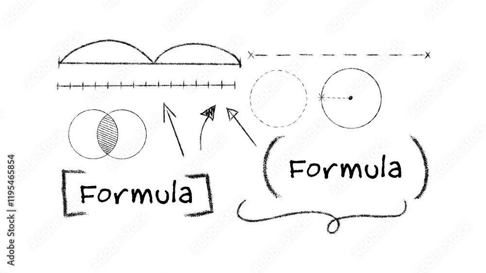 Animated Math Essentials Hand Drawn Formulas Scribble Pack Stock ...