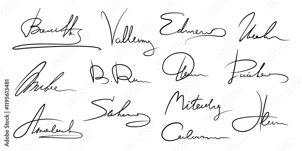 Poster Business signature and autograph pack set of handwritten ...