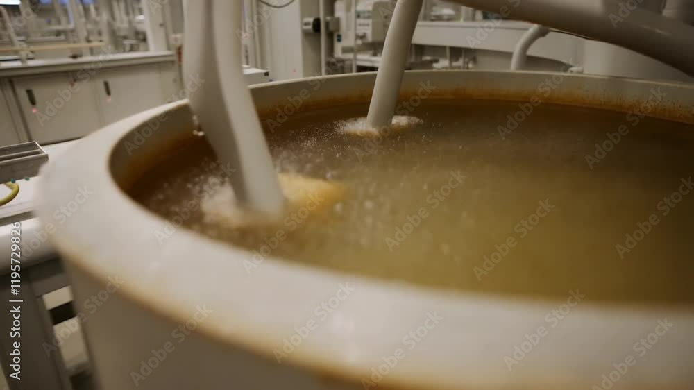 Industrial Mixing Tank: Close-up of a Large Vessel with Agitators in a ...