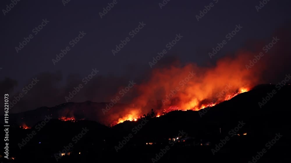 A stunning view of a destructive wildfire engulfing the Los Angeles ...
