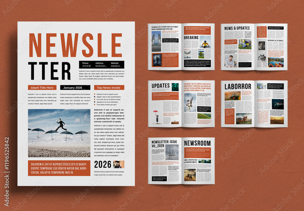 Newsletter Template Design Layout Stock Template | Adobe Stock