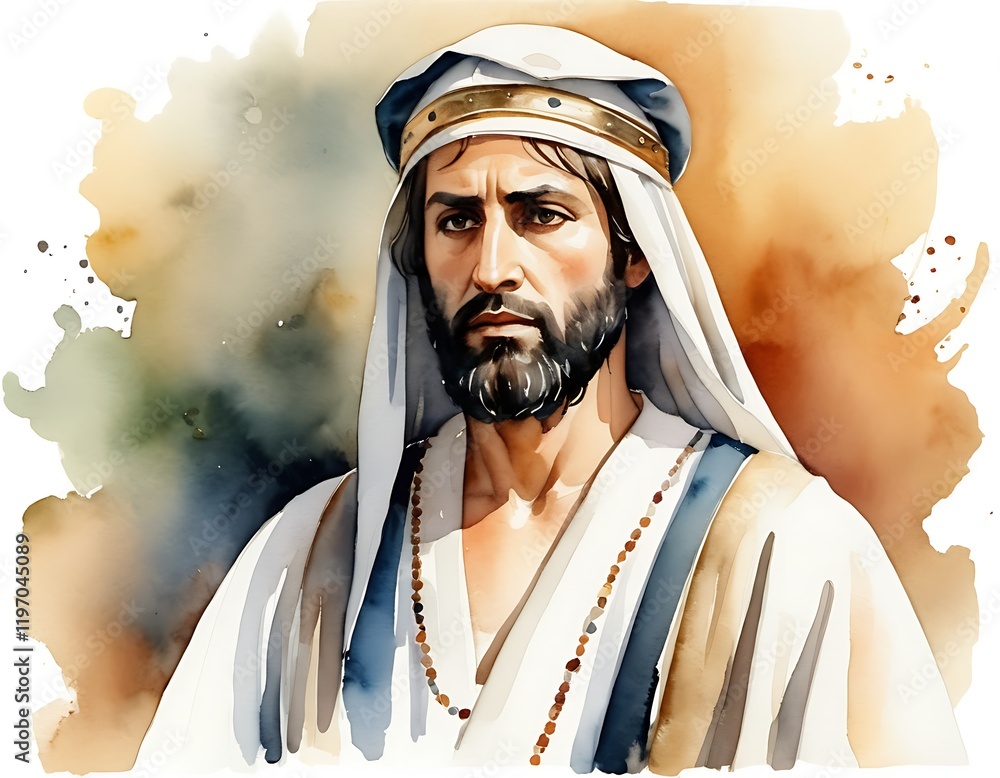 Fotografiet, Poster Watercolor Potrait Illustration of Judas Iscariot ...