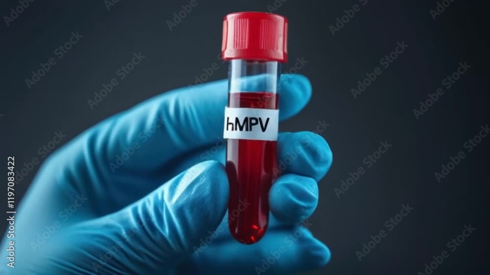 Vidéo Stock A researcher holds a sample labeled hMPV, showcasing the ...