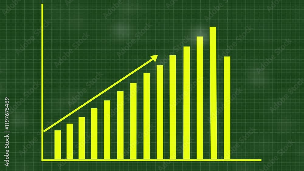 Business graph icon animated. Up arrow on flip chart, chart board ...