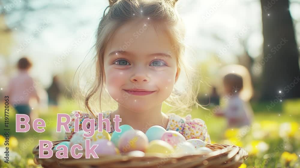 A young girl smiles brightly while holding a basket of eggs. Be Right ...