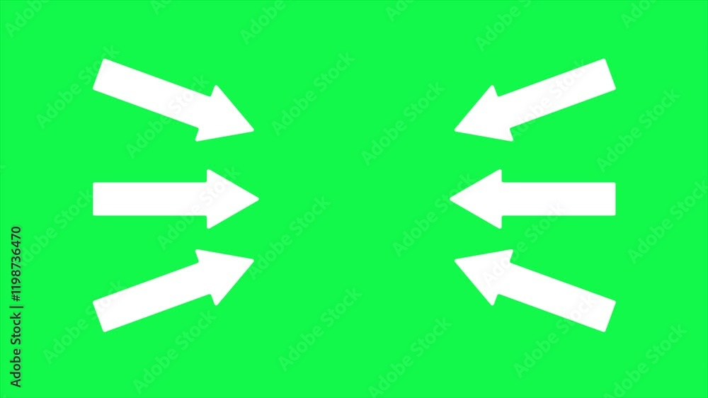 Arrows pointing green screen animation 4k, White arrow targeting left ...