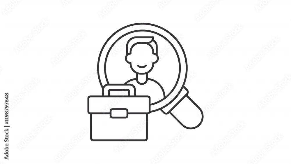 Hiring employee line animation. HR department animated icon. Scaling ...