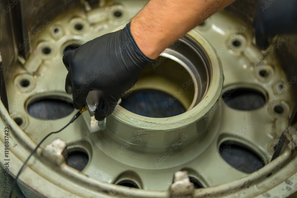 Poster Aircraft Wheel NDT Inspection Using Ultrasonic Testing Equipment ...