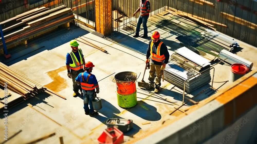 Engineers and architects collaborating on construction site design in ...