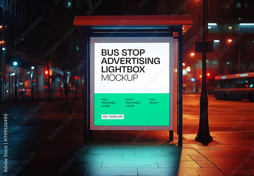 Bus Stop Advertising Lightbox Mockup Generated With AI Stock Template ...