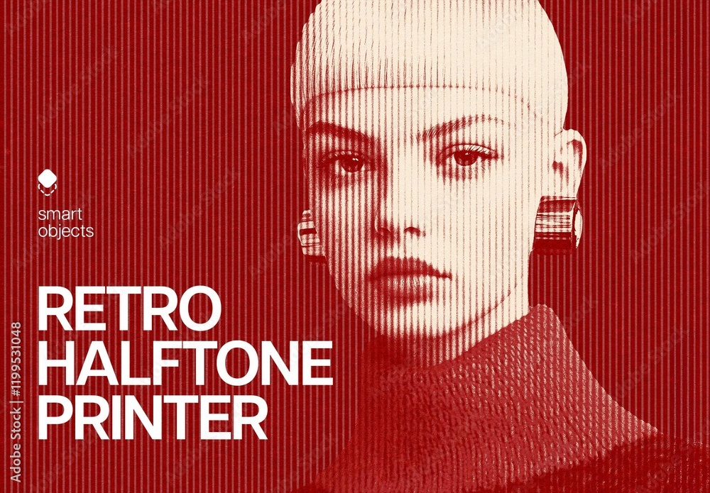 Retro Halftone Print Effect Mockup Stock Template | Adobe Stock