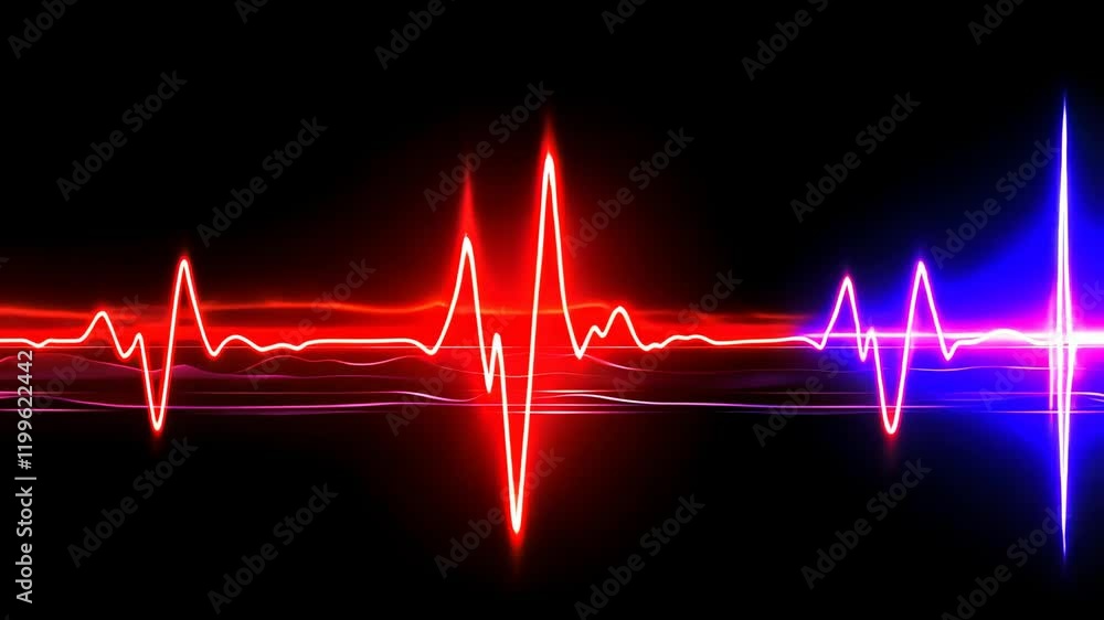 Dual Heartbeat EKG Neon Pulse, ECG, heart rate, cardiac, rhythm ...