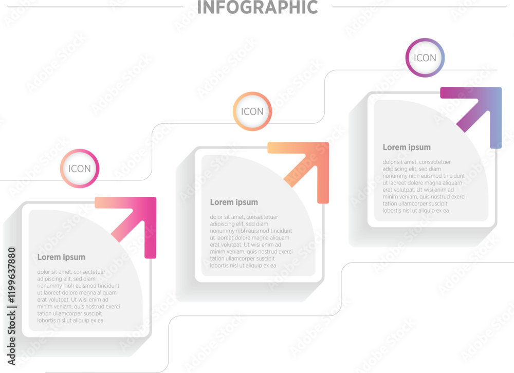 Poster Modern 3-step infographic visual representation of information ...