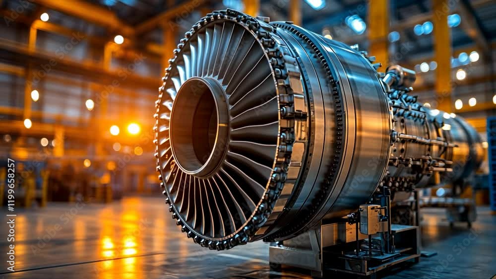 Powerful Jet Engine in Factory Setting, airplane engine, aircraft ...