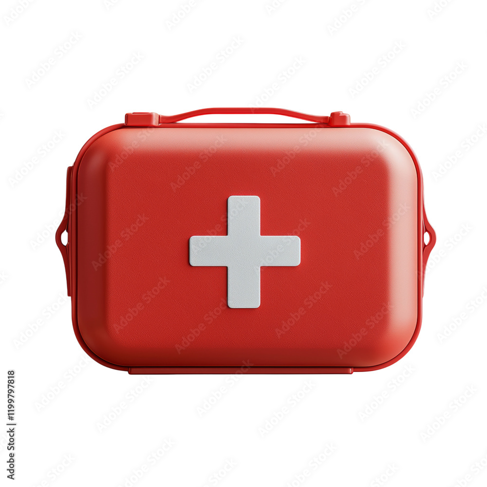Poster Red First Aid Kit with White Cross Symbol Isolated on ...
