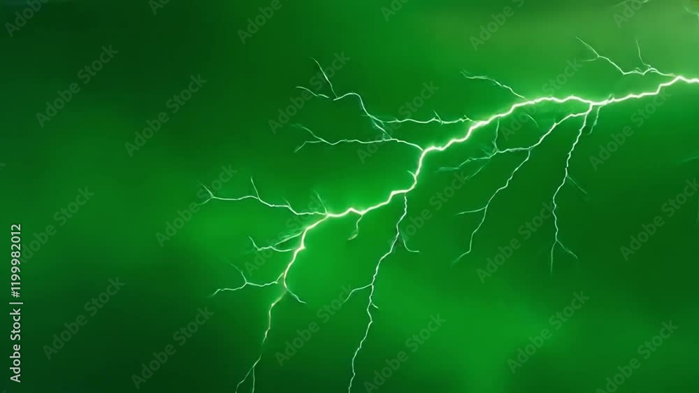Lightning bolt striking during thunderstorm. Isolated green screen ...