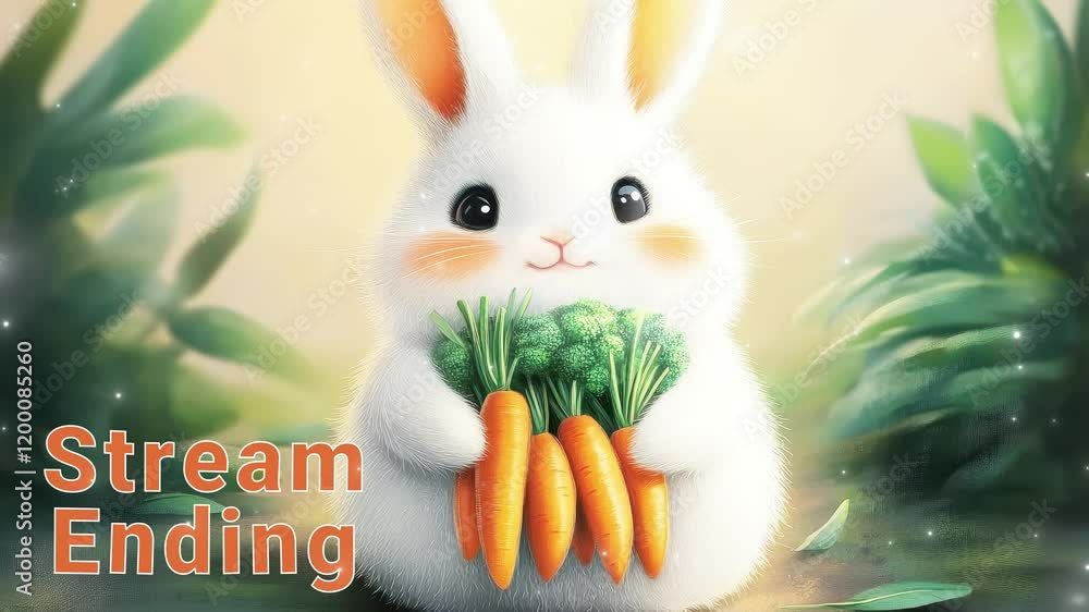 Cute bunny enjoys a delightful harvest in a beautiful setting. stream ...