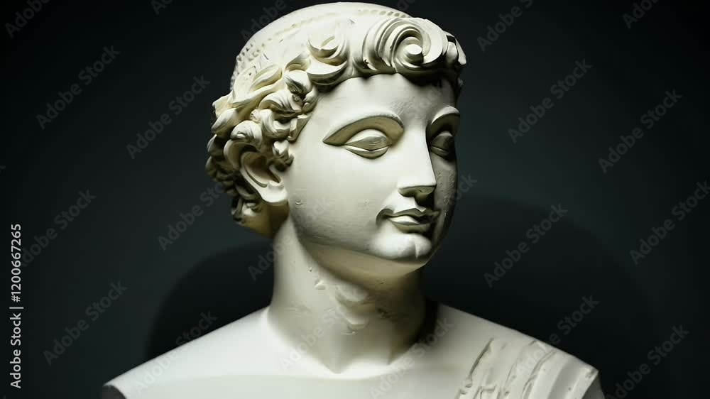 black apollo plaster background face olated ad man sculpture statue ...
