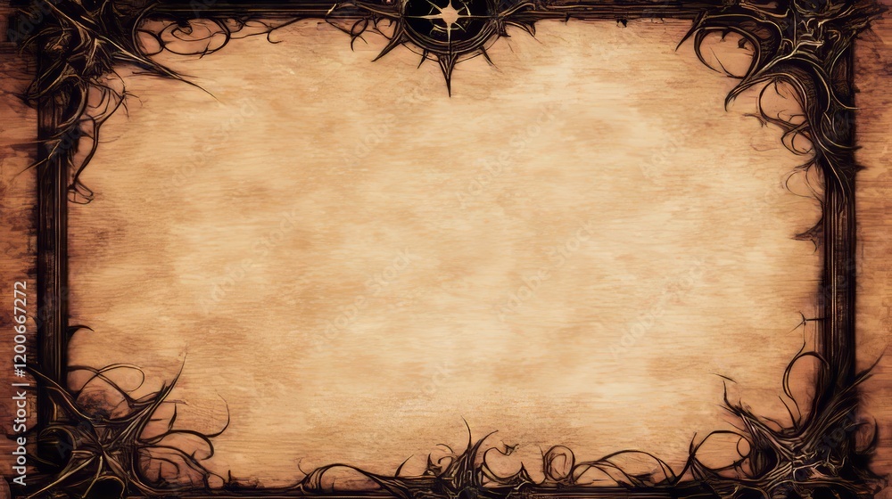 Antique Parchment Border Design with Gothic Frame Stock Illustration ...