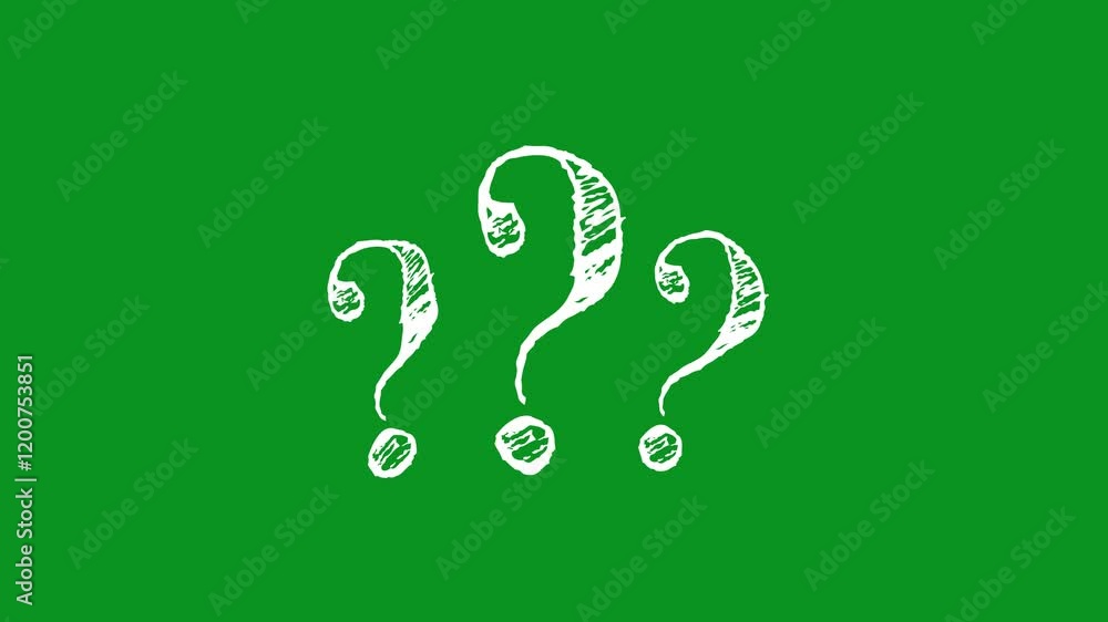 animated question mark icon green screen chalk question mark appears 4k ...