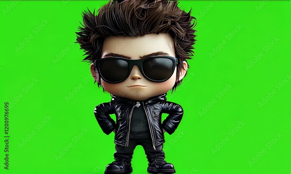 Cool stylized boy, green screen, animation, character design, marketing ...