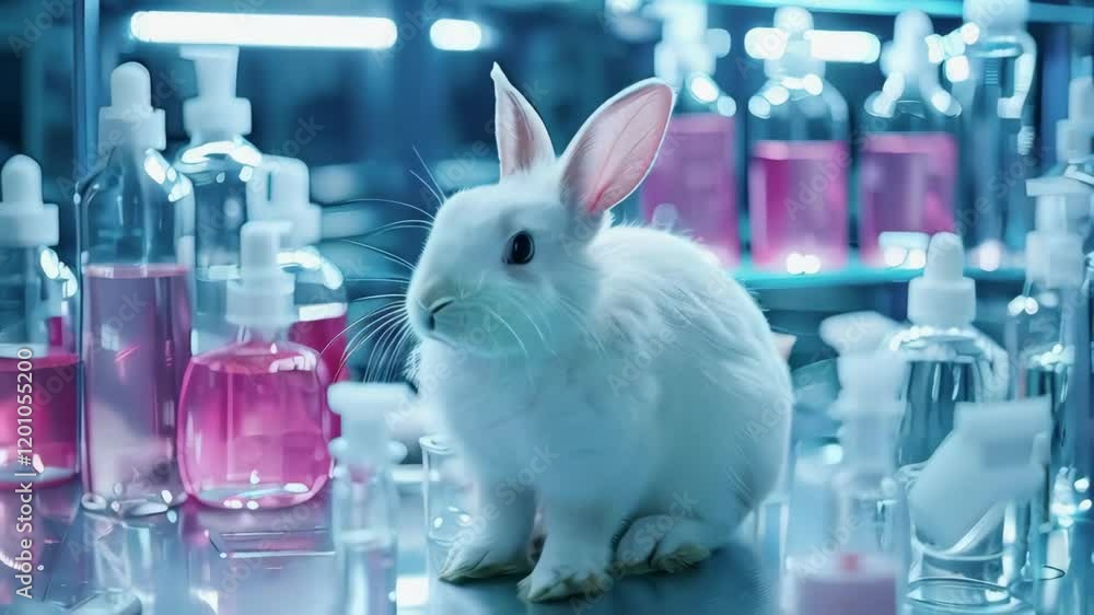 video of Cosmetics test on rabbit animal in laboratory, animal rights ...