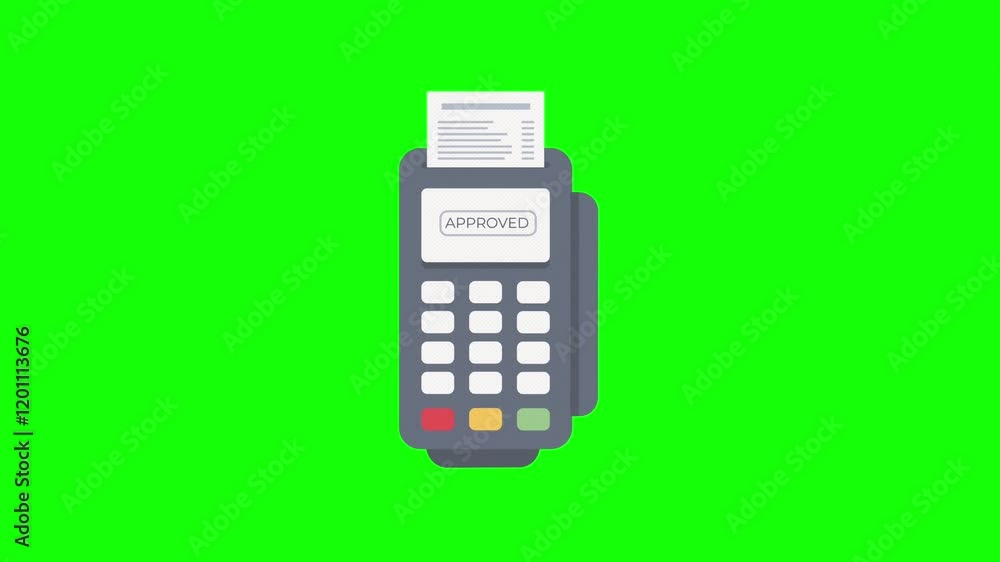 Card payment POS machine loop animation on green screen background for ...