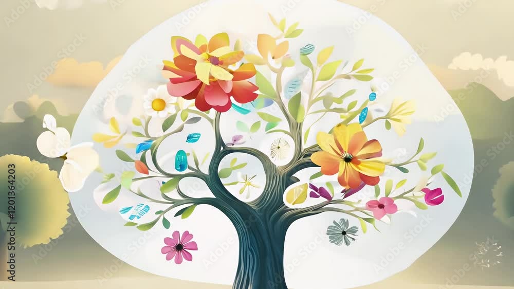 tree notes brain music creative thinking self care mind concept human ...