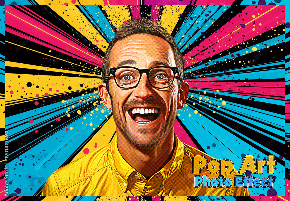 Pop Art Comic Book Photo Effect Mockup Stock Template | Adobe Stock