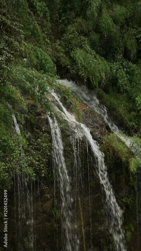 Vertical Rugged Mountain Waterfall, Vertical Nature Video for Social ...