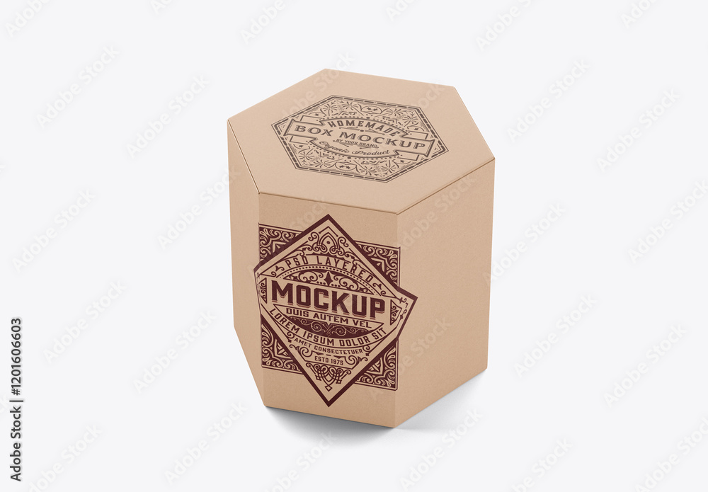 Hexagonal Box Mockup Stock Template | Adobe Stock