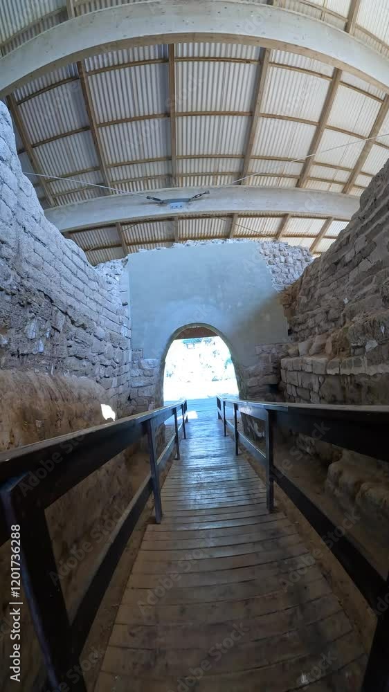 Ancient Canaanite gate in Tel Ashkelon Nature Reserve, Israel. A ...