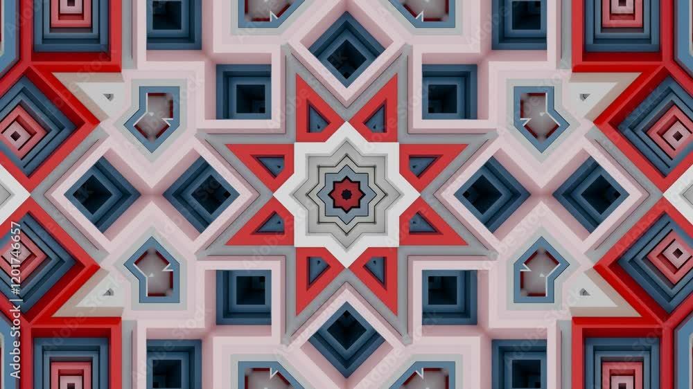 Abstract super satisfying 3D geometric shapes, colorful animated ...