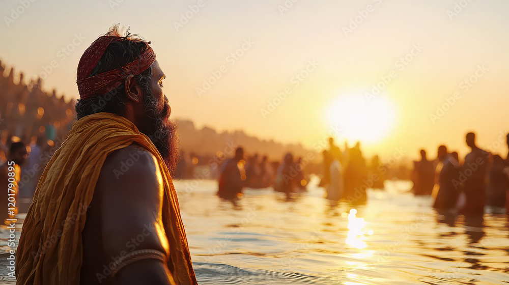 Poster indian sadhu praying in maha kumbh mela – Tableau | Europosters