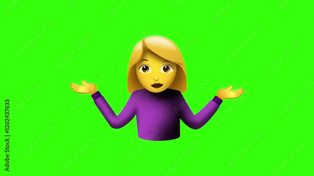 Woman Shrugging Animated Emoji. Alpha channel, transparent background ...