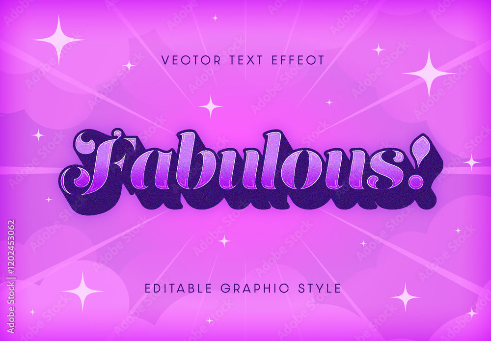 Purple Cute Text Effect with Stylish Designs Stock Template | Adobe Stock