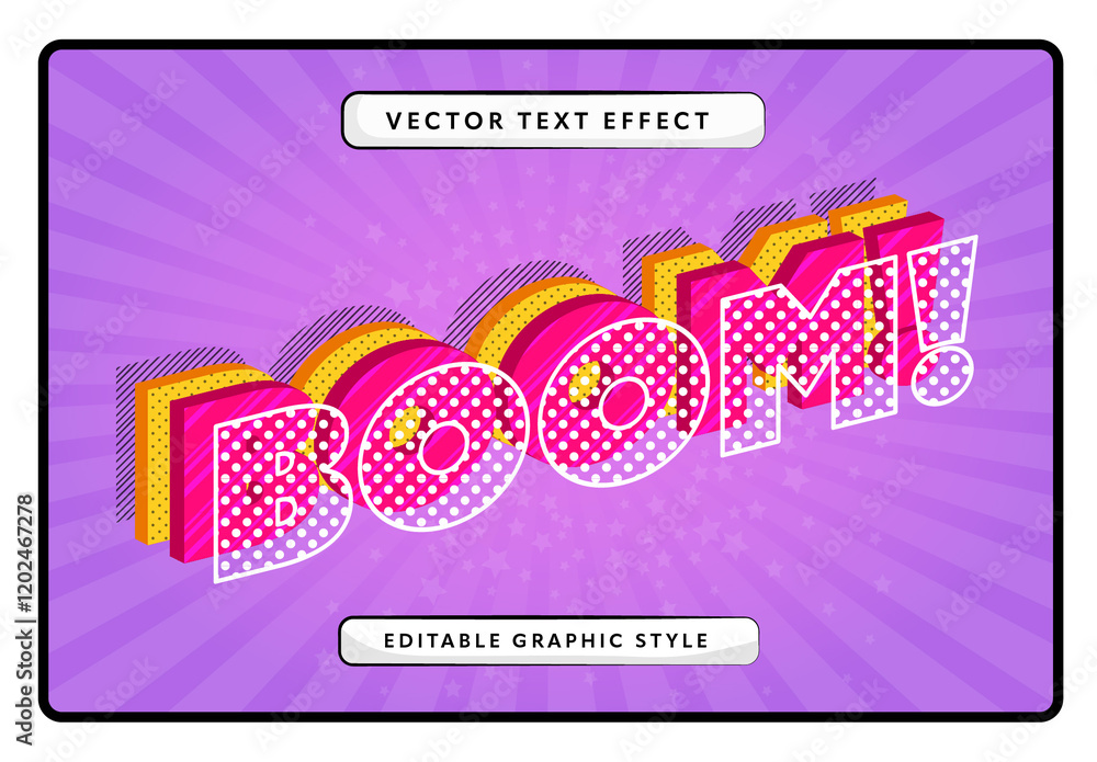 Modelo de Pink And Yellow Boom Text Comic Font. Pop Art 3D Text Effect ...