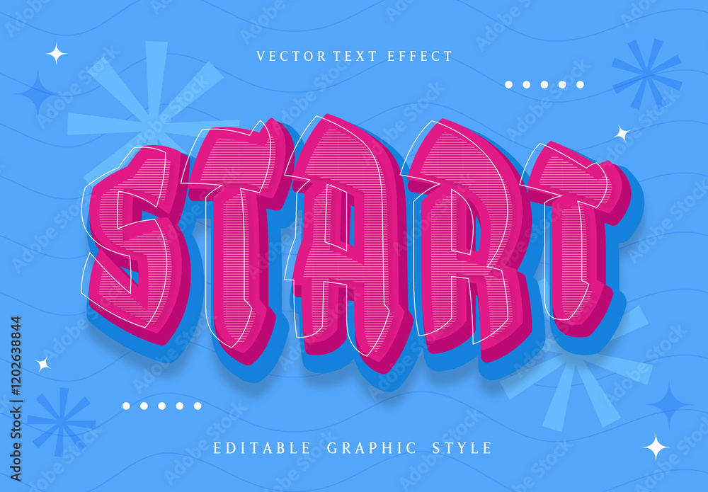 Pink And Blue 3D Text Bold Font. Playful Cartoon Text Effect Stock ...