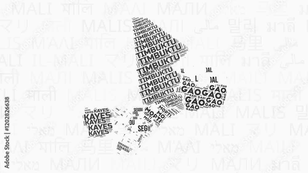 Mali intro animation. Country with regions illustration video ...