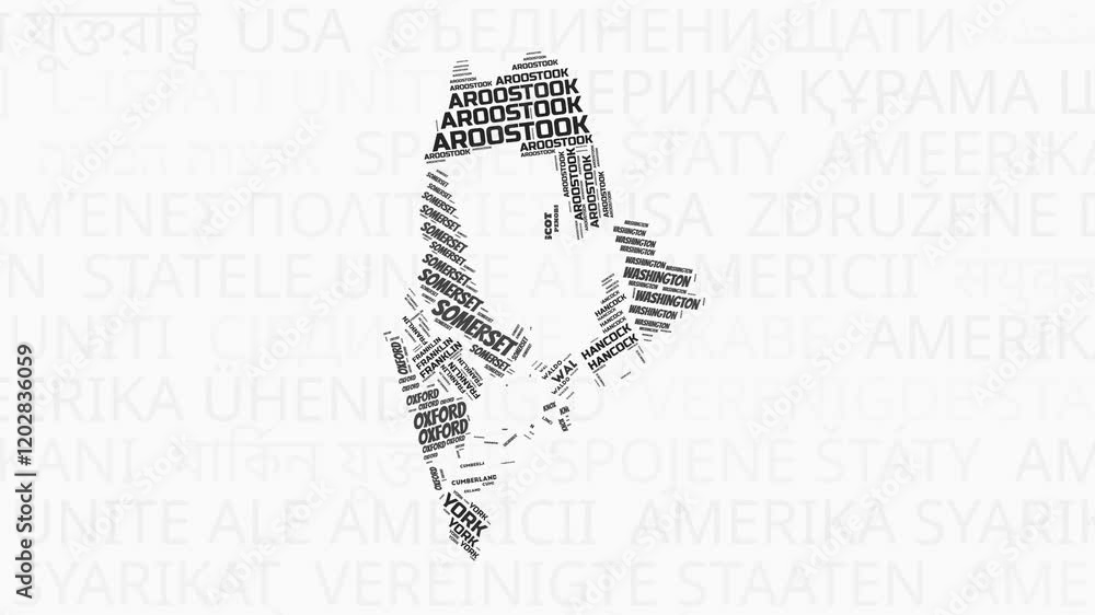 Maine intro animation. State with counties illustration video ...