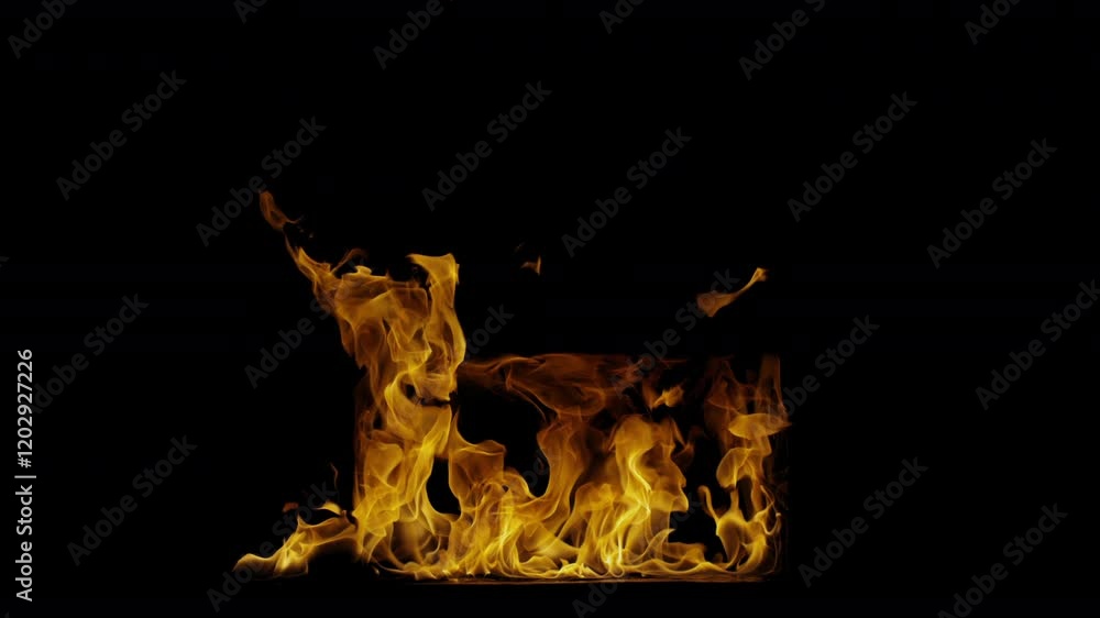 Fire and flame on alpha channel 4K. Realistic burning fire on the ...