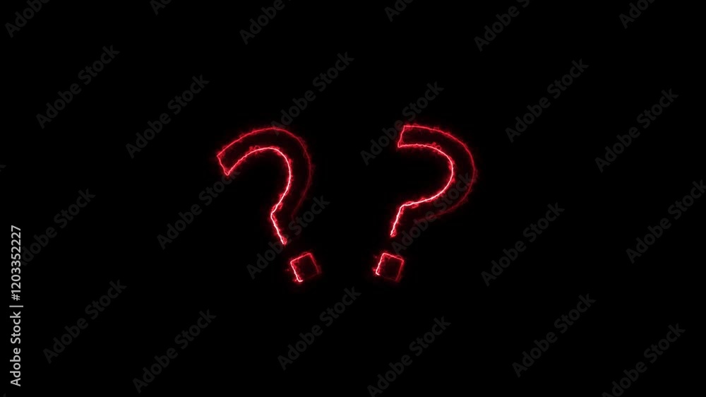 Neon question mark text. Neon glowing symbol of question mark with ...