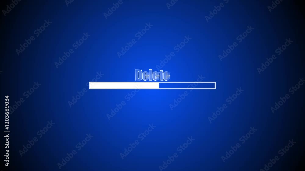 Deleting progress bar computer screen animation loop isolated on colorful background. Loading ...