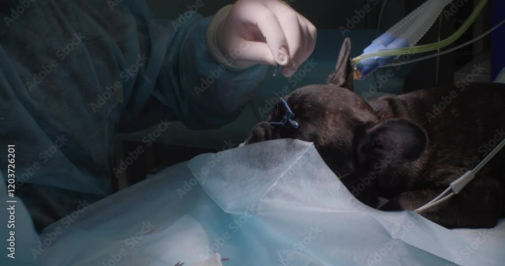 Fine-tuned third eyelid surgery in a dog. A professional veterinary ...