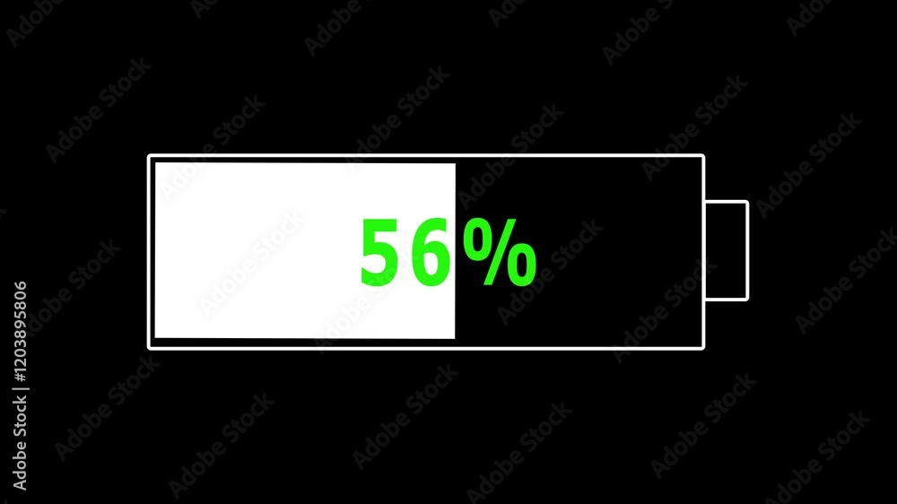 Battery charging animation dashed white color, dash animated battery ...